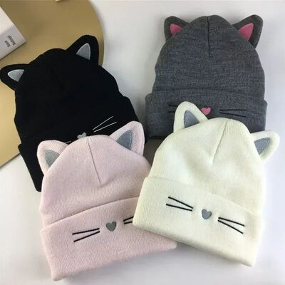 Autumn Winter Hat for Toddler Lovely Animal Cat Beanie for T
