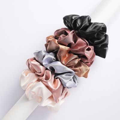 6pcs/lot Fashion Women Girls Silky Satin Hair Scrunchies Sol