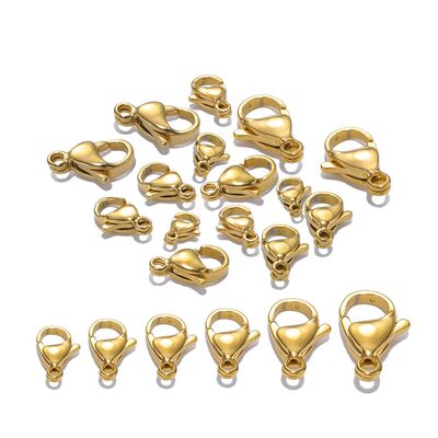 25pcs 18K Gold Stainless Steel Lobster Clasps Hooks for DIY
