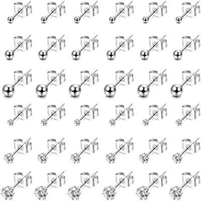 1 Pair/18 Pairs Hypoallergenic Small Stud Earrings Women Men