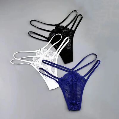 3 Pcs Lace Thin Strap Thong Women Low Waist Sexy Perspective