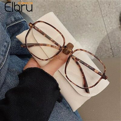 Elbru Anti Blue Light Finished Myopia Glasses Men Women Big