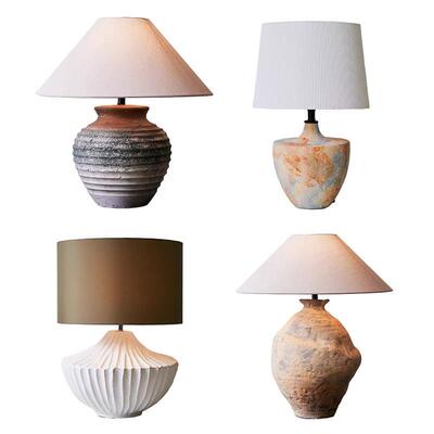 覆古Wabi-Sabi民宿风格手工陶瓷台灯，中世纪客厅装饰灯，卧室床