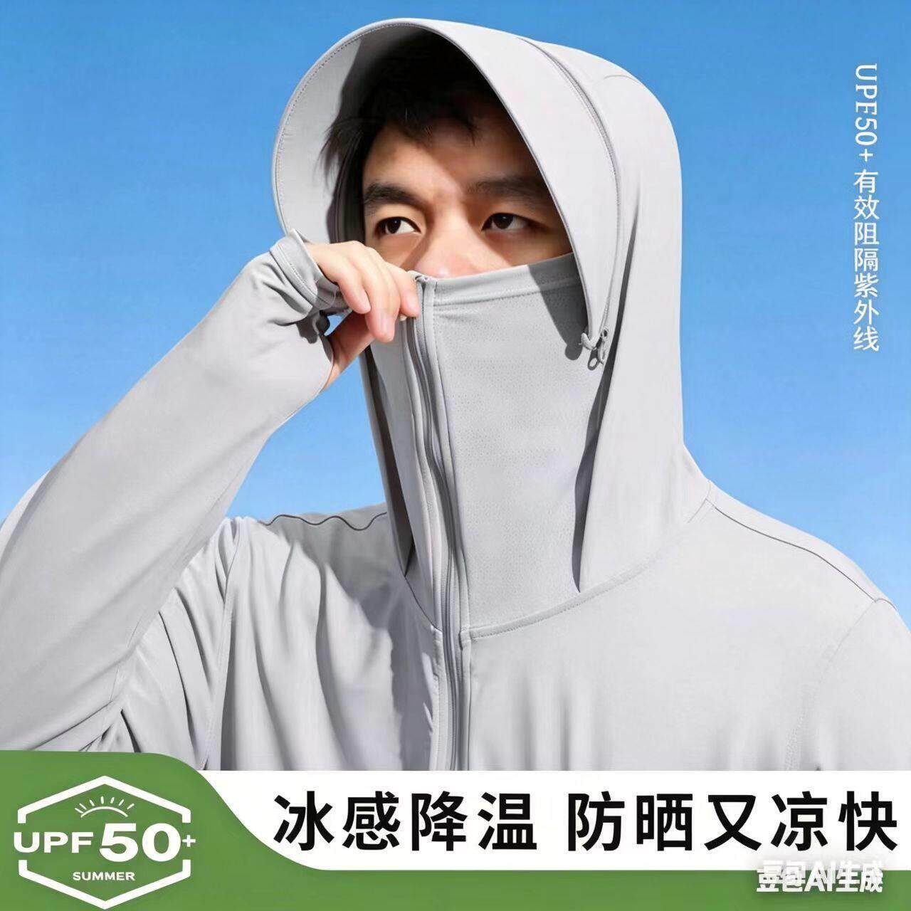 焦下防晒衣男款夏季新款男士防晒衣冰丝透气防晒服男防紫外线钓鱼
