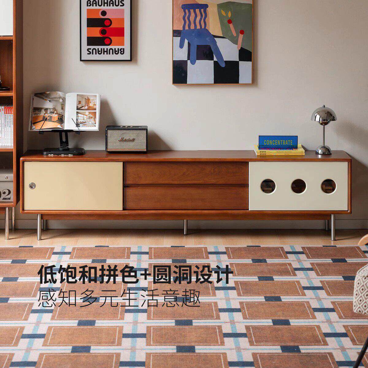 中古实木电视柜高柜客厅北欧轻奢实木五斗柜家用简约现代收纳储物