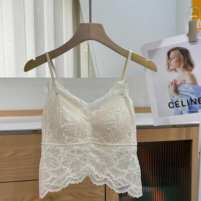 古妃3065轻奢蕾丝蝴蝶花吊带抹胸女美抱婴袋胸垫聚拢防走光打底背