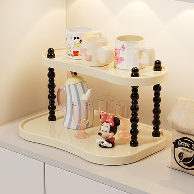 杯子收纳置物架家用桌面高颜值杯架奶油风茶杯架子餐边柜杯具架