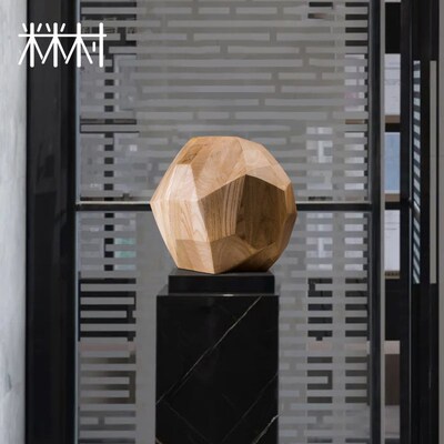 创意多边形木质工艺品酒店售楼处样板房K玄关装饰摆件几何艺术摆