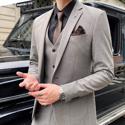 西装男套装新郎结婚礼服韩版修身商务休闲英伦轻奢高级感宴会西服