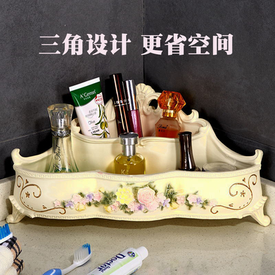 欧式卫生间干区洗漱台三角拐角置物架台式转角放化妆品梳子牙刷架