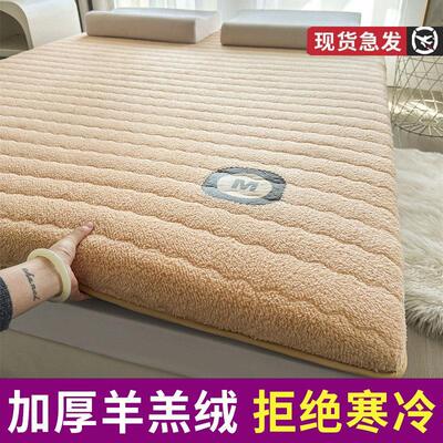 加厚羊羔绒榻榻米床垫蓄热保暖折叠家用防潮冬天学生宿舍床褥铺底