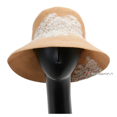 uv防晒57cm Athena new york Viola Butterfly复古蕾丝花纹草编帽