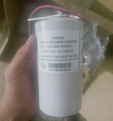 美国AEROVOX 电解电容器QS232EW195N23A 195UF 2300V 除颤仪电容