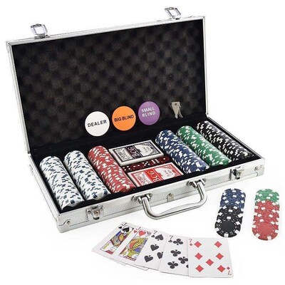 300 Chip Dice Style Poker Set Aluminum Case Taxas
