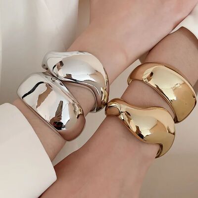 Irregular Geometric Twisted Open Bangles for Women European