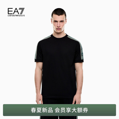 EA7/阿玛尼男士圆领短袖运动T恤