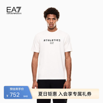 EA7/阿玛尼男士圆领短袖重磅T恤