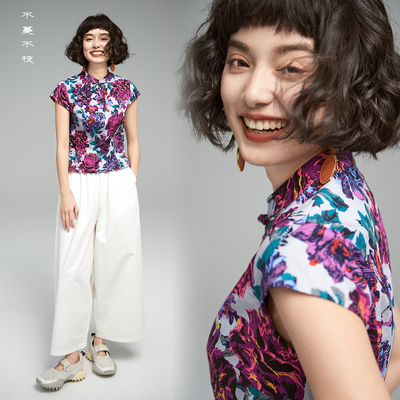 不蔓不枝修身上衣中式复古纯棉