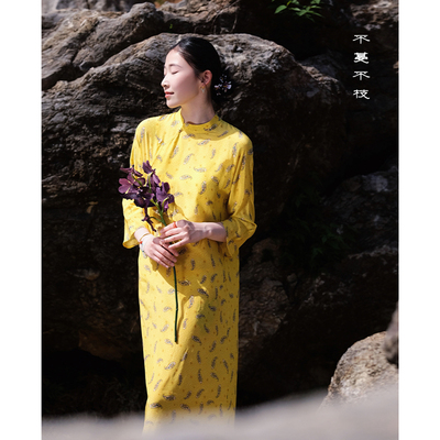 不蔓不枝改良旗袍桑蚕丝