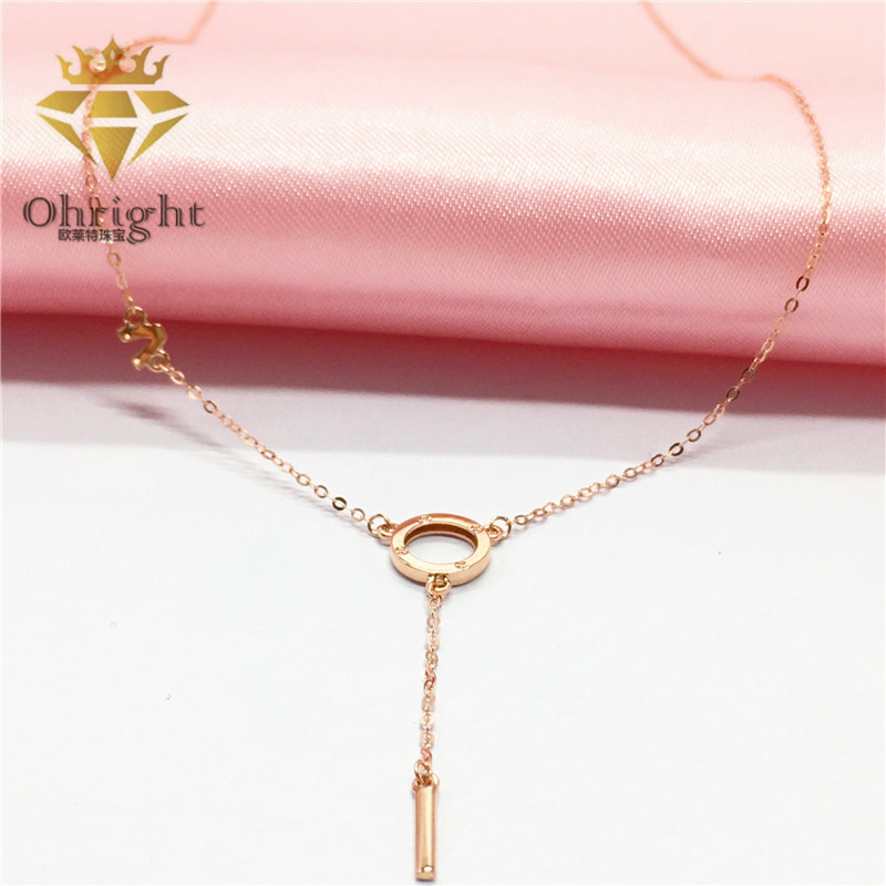 欧莱特珠宝俄罗斯585紫金吊坠14k玫瑰彩金字母love流苏款款项链Y_虎窝淘