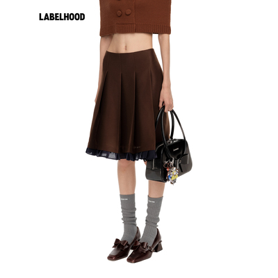 SHUSHUTONG拼接花边宽褶半裙精致