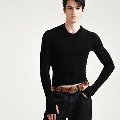 Retro 21 R21 单缝线纯色结构穿指德绒发热保暖打底长袖上衣