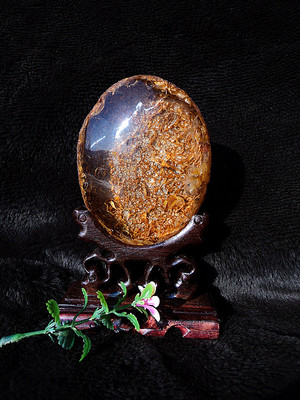 晶山角天然黄焦花白水晶景石摆件总高150高100×75mm