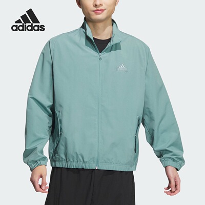 adidas  刺绣拉链立领夹克外套 男女同款 JI6658