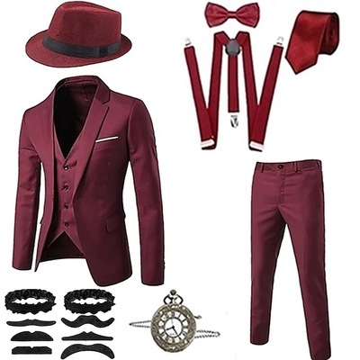 亚马逊1920S盖茨比套装帽子男士西装马甲衬衣订婚派对装修身外贸