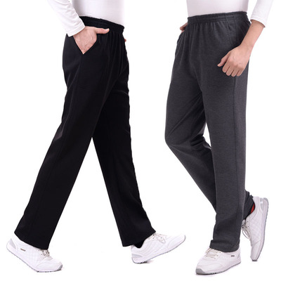 春秋中老年人运动裤男大码宽松薄款中年爸爸休闲松紧高腰裤子