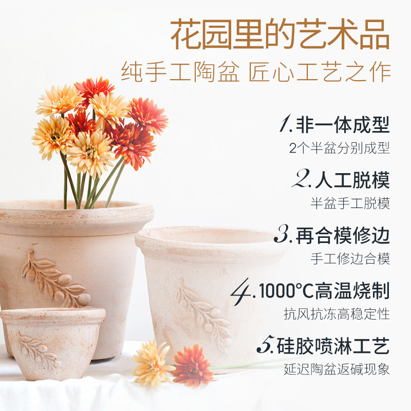 虹越Deroma帝罗马陶盆意大利进口花盆方种植盆特价透气陶瓷阳台