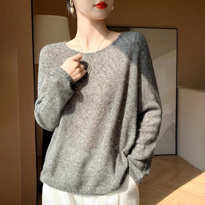 羊毛衫女圆领薄款宽松慵懒毛衣