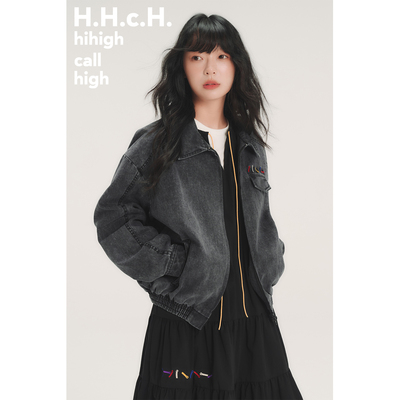HHCH口海 AW26 彩色撞色绣花复古洗水做旧宽松双开拉链夹克外套
