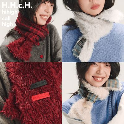 HHCH口海 SS26 格纹毛料撞色拼接围脖围巾