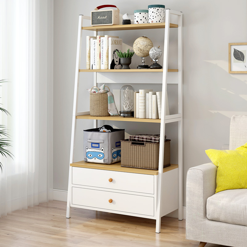 客厅书架置物架落地卧室收纳架子房间置物柜储物架铁艺展示架书柜_虎窝淘