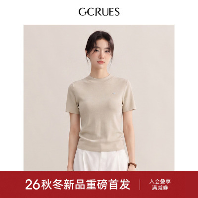 GCRUES秋季半高领短袖针织衫女