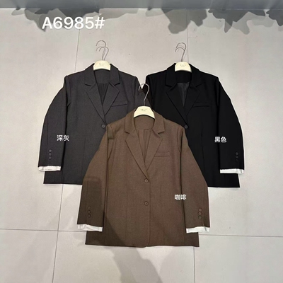 韩系秋款拼缝厚版宽松显瘦女西装