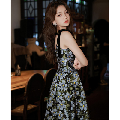 高级定制【雏菊】森系小众优雅端庄赫本风吊带礼服裙平时可穿靓亮