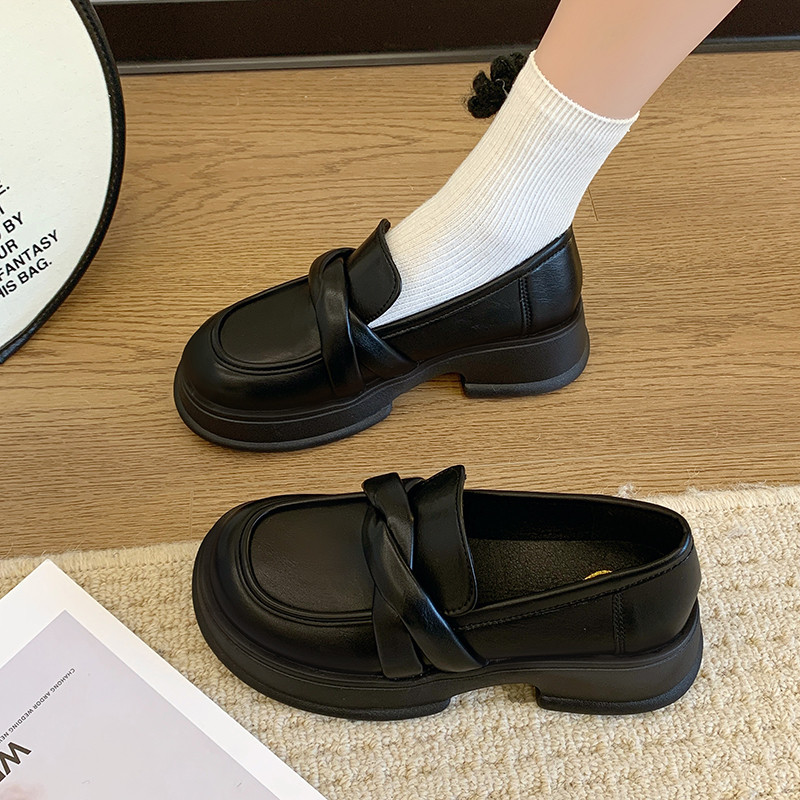 爆款厚底法式jk小皮鞋女一脚蹬乐福鞋女2023新款英伦风玛丽珍单鞋_虎窝淘