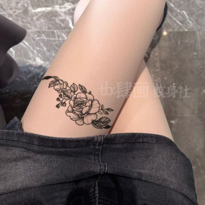 性感大腿素花草本纹身贴男女锁骨