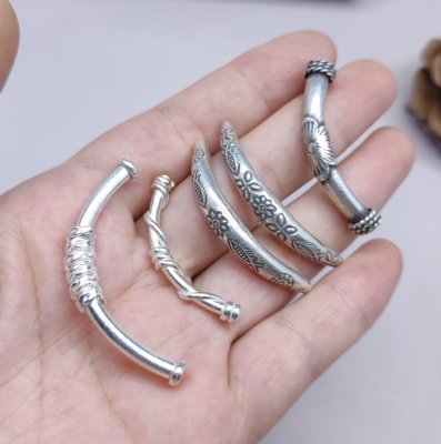 泰国清迈手工银银管弯管手链配件diy手作材料100元包邮563 8