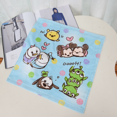 日单 TSUM 米奇 纯棉可爱卡通方巾 柔软吸水 四方小毛巾 34*34CM