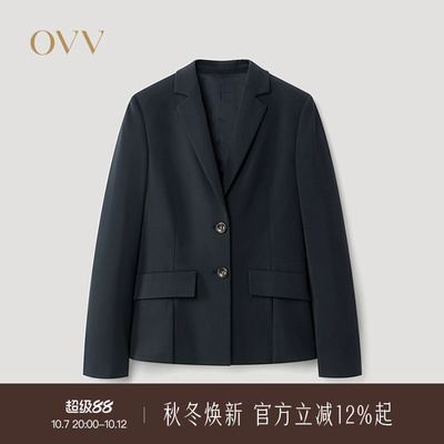 OVV2026秋冬新款女装经典平驳领两粒扣休闲西装外套