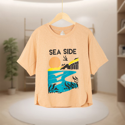 【BJH】圆领时尚简约时尚印花女式潮流百搭印花短袖T恤BJ2390