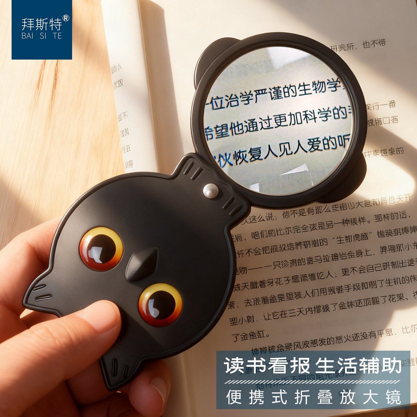 放大镜儿童专用不伤眼高清玩具折叠手持8倍阅读宝宝学生探索自然