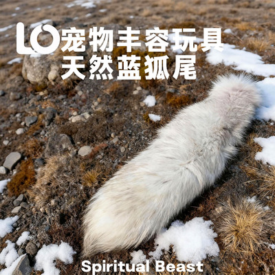 天然蓝狐真尾巴丰容玩具狐狸形逗猫棒宠物