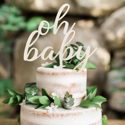 Oh Baby Wooden Cake Topper 婴儿派对蛋糕插牌装饰 Baby Shower
