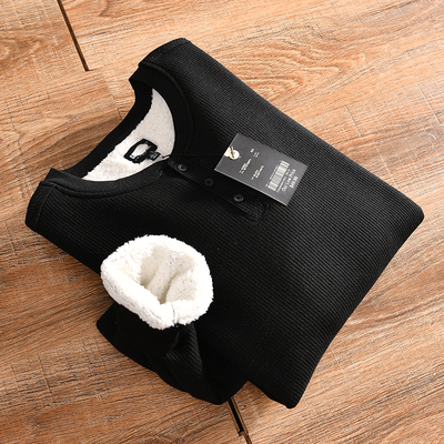 加绒加厚外贸尾货亨利领男士卫衣