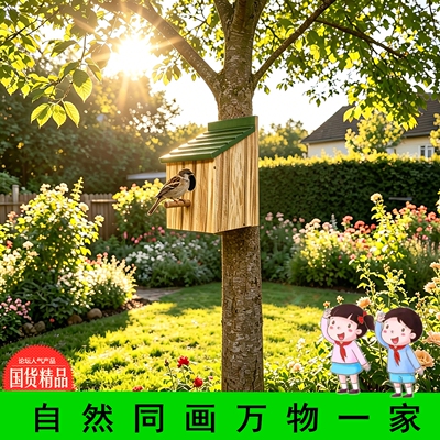 鲁国班实木鸟窝户外防雨防晒耐腐