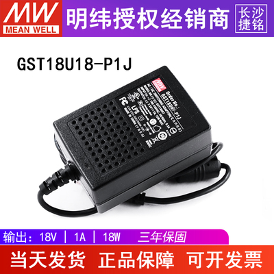 台湾明纬GST18U18-P1J电源适配器18V1A18W 工业级AC-DC
